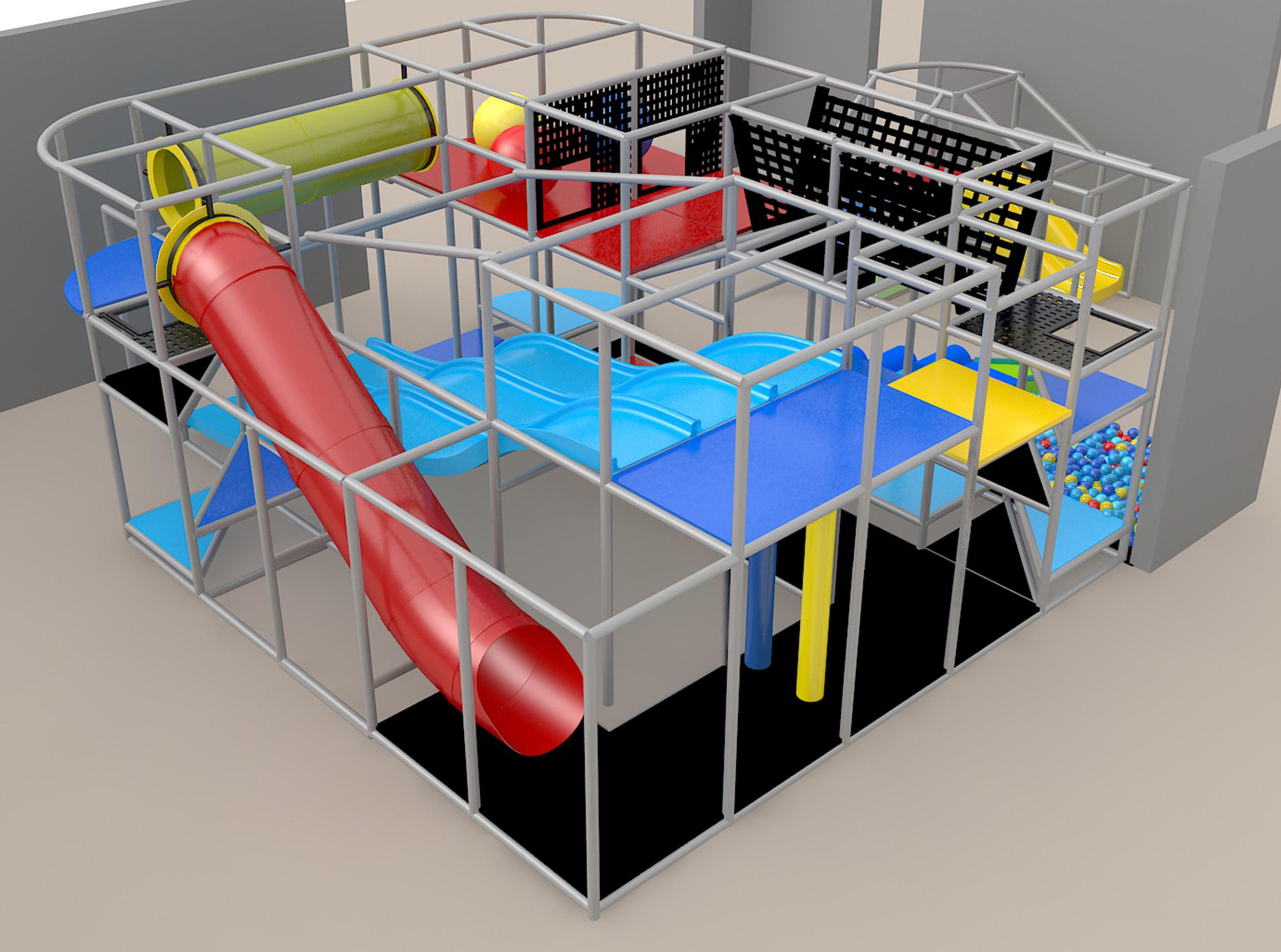 Indoor Playground GPS630 - 11 ft. H x 20 ft. W x 27 ft. | Go Play Systems