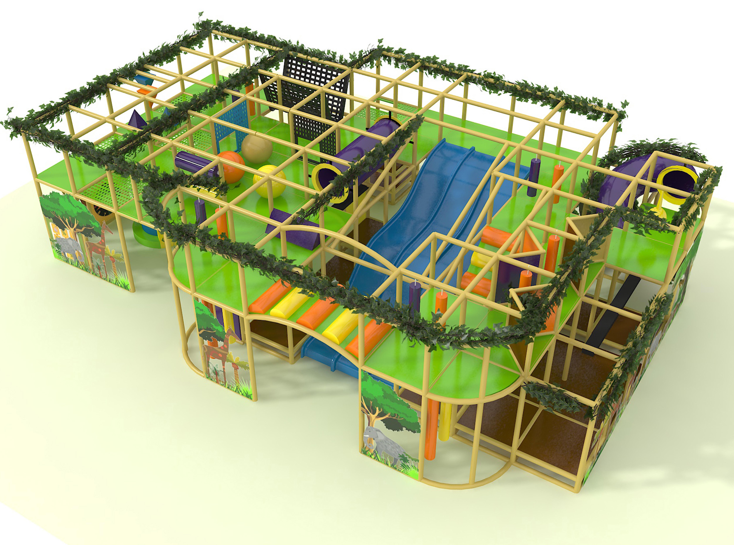 Indoor Playground GPS669 - 11 ft. H x 42 ft. W x 28 ft. | Go Play Systems