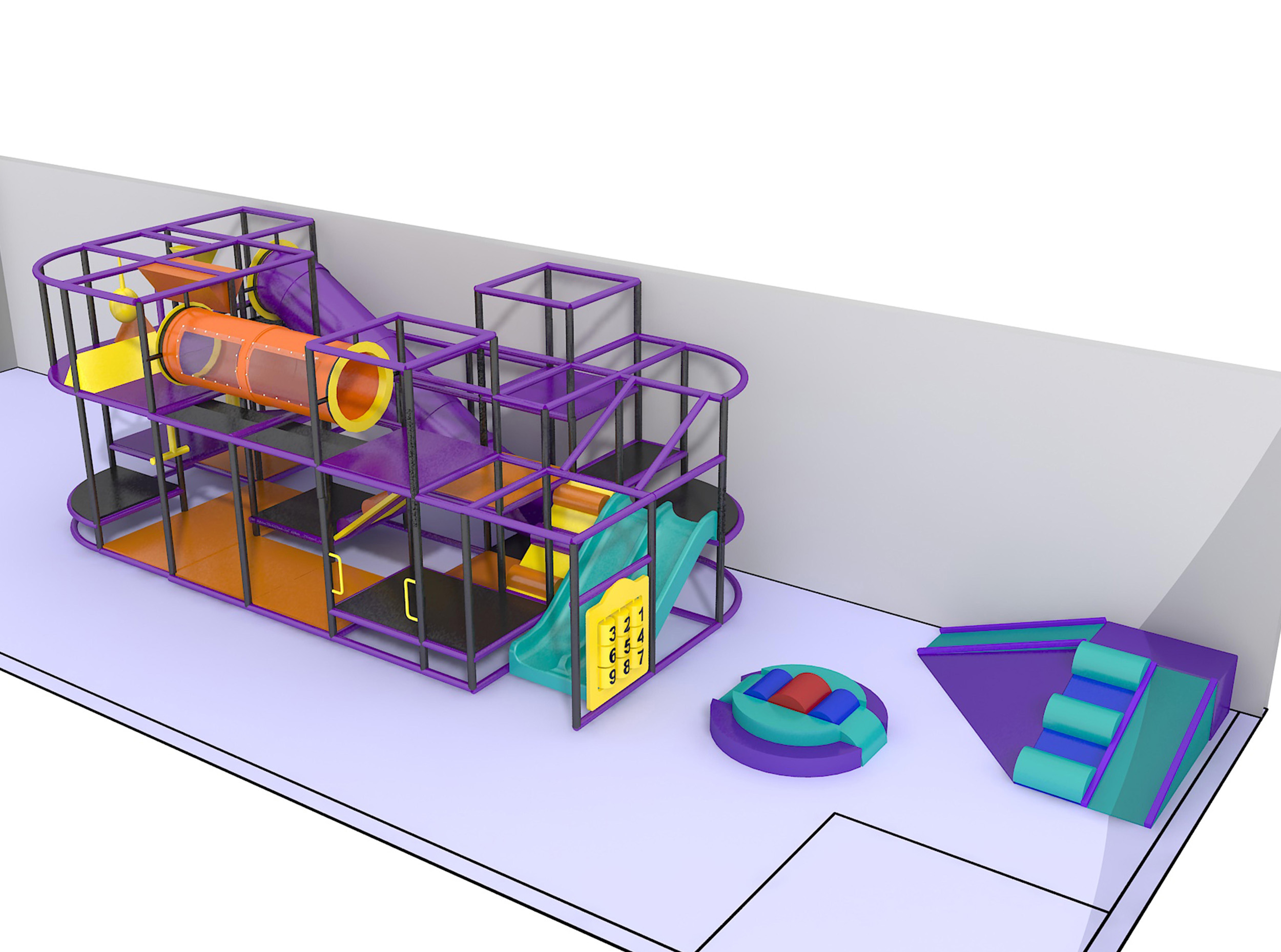 Indoor Playground GPS974 - 10 ft. H x 26 ft. W x 12 ft. | Go Play Systems